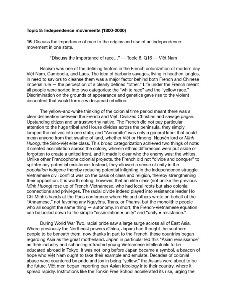 IB HL History Paper 1, Graded 7 | PDF | Vietnamese People | Vietnam