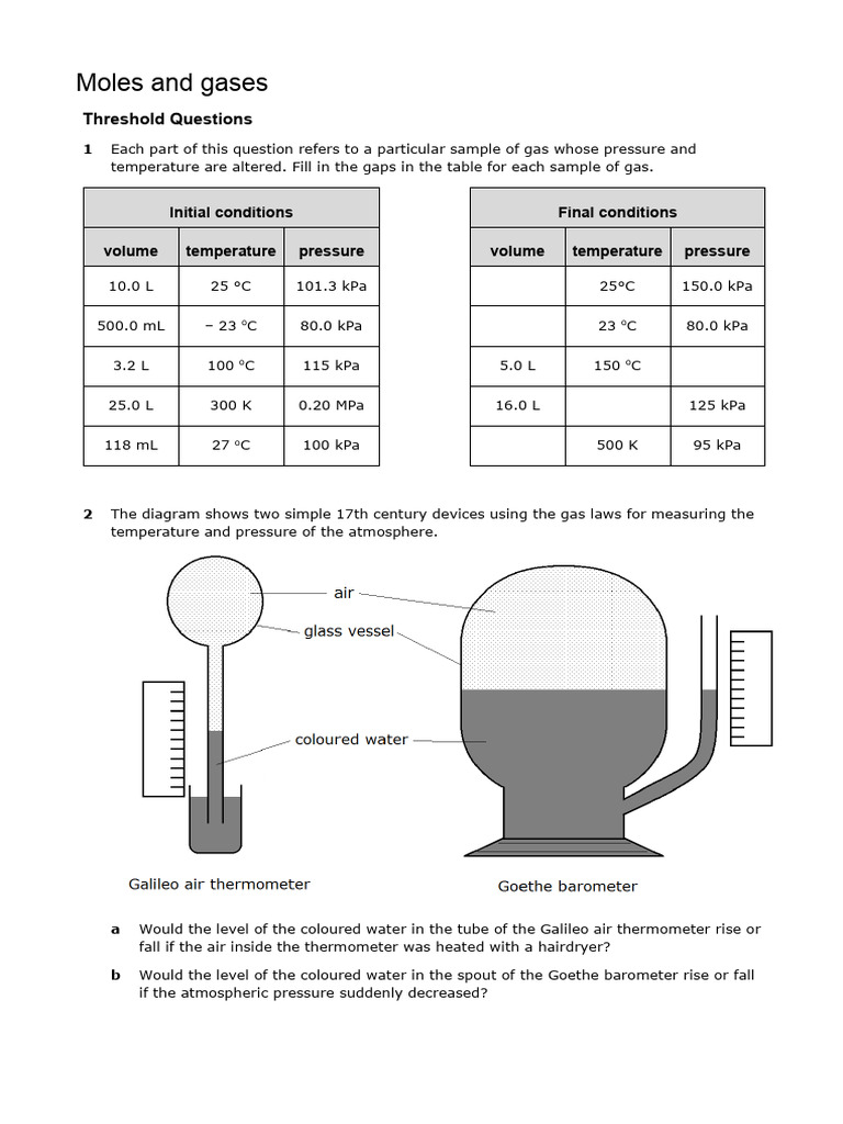 Moles&Gases New | PDF | Gases | Pressure