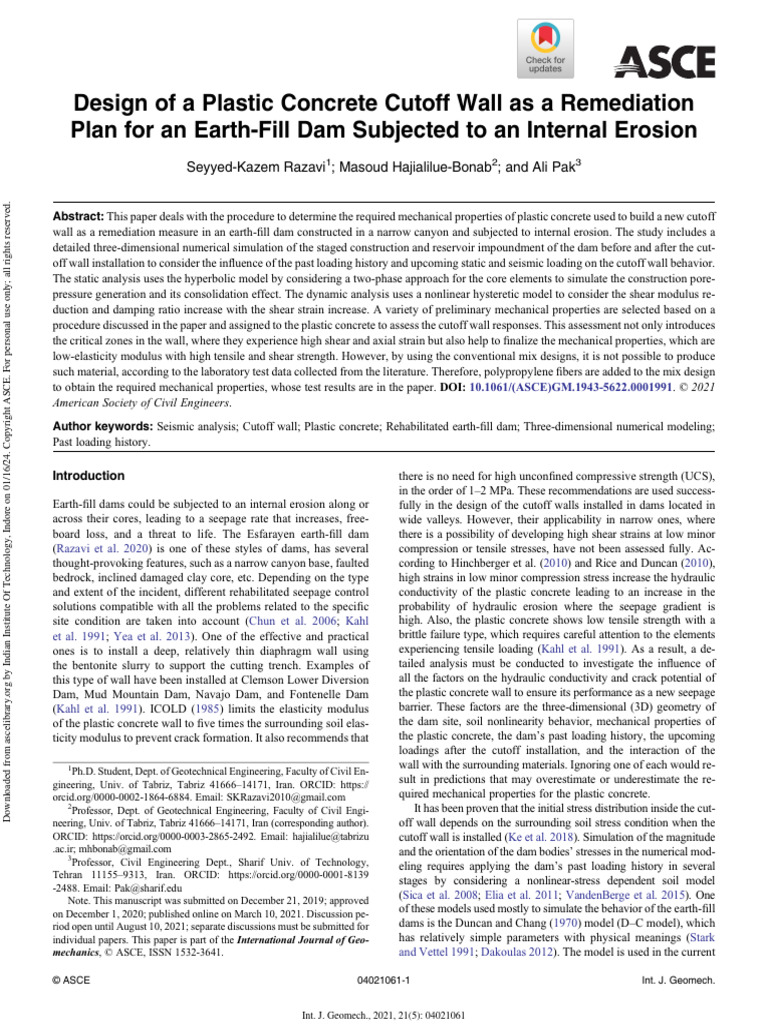 Design of A Plastic Concrete Cutoff Wall As A Remediation | PDF ...