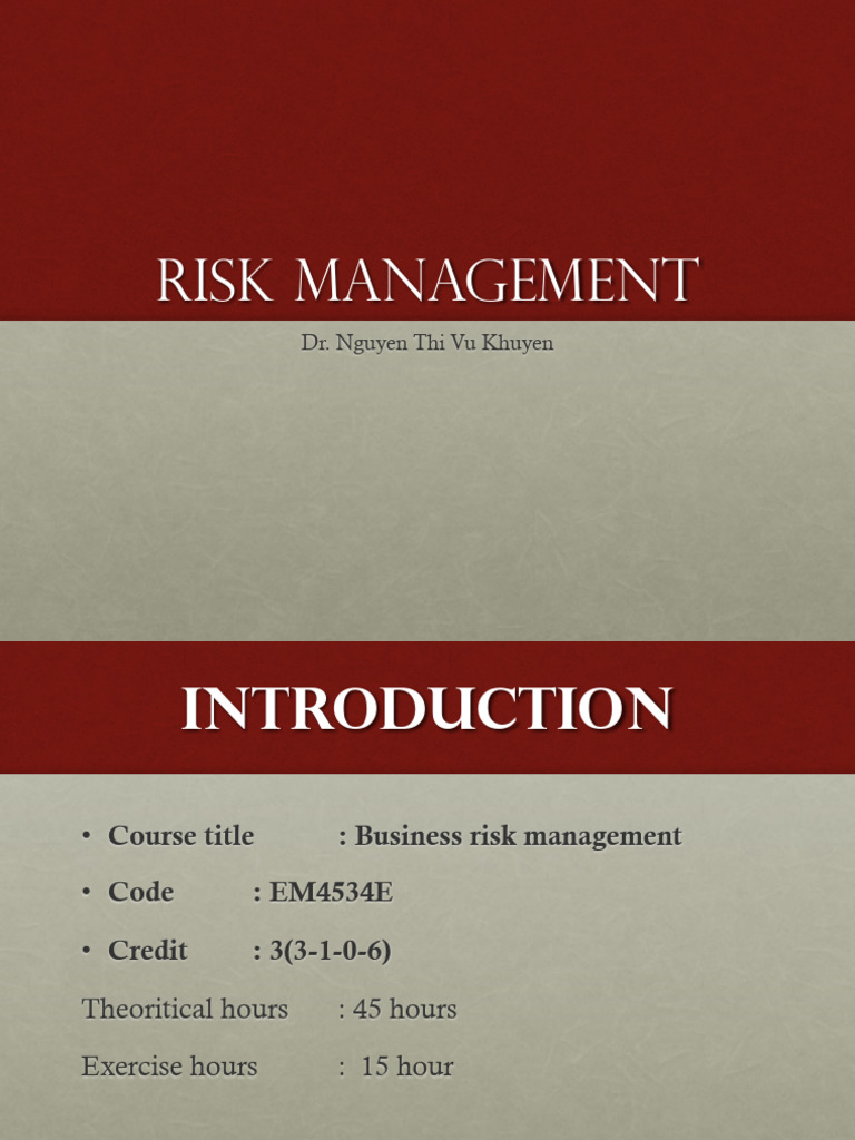 C1 Introduction of Risks and Business Risks | PDF | Risk | Value At Risk