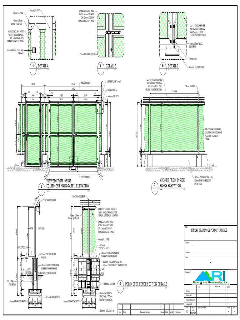 Typical Drawing of Perimeter Fence | PDF | Building Technology | Civil ...