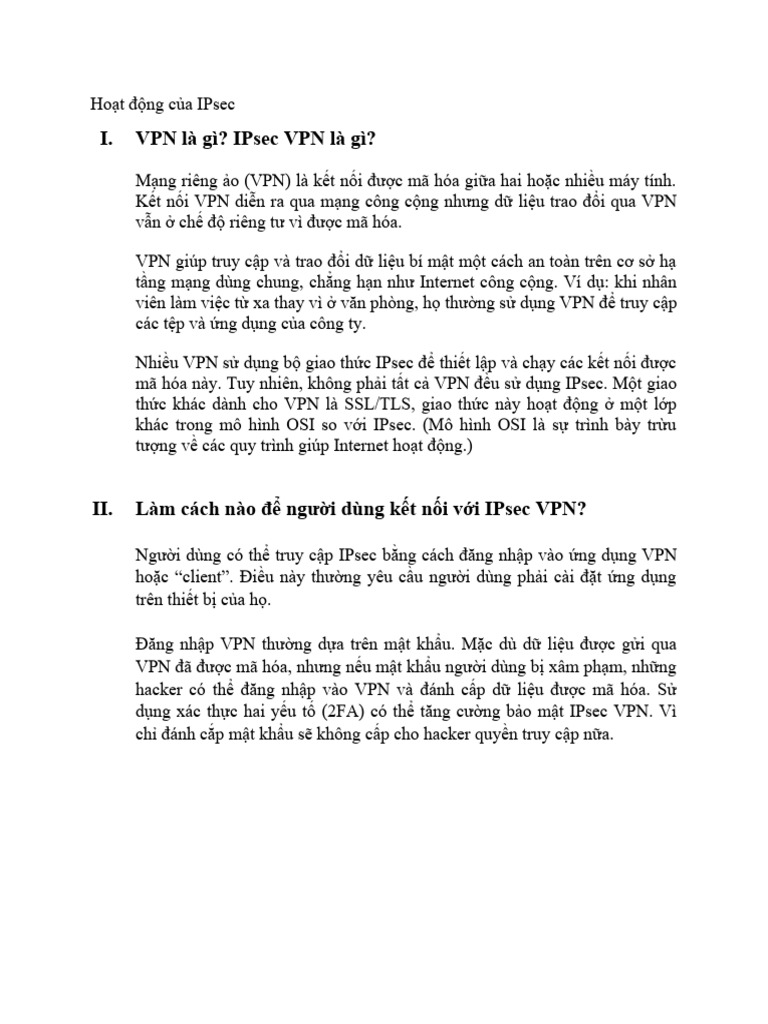 I. VPN Là Gì? Ipsec VPN Là Gì? | PDF