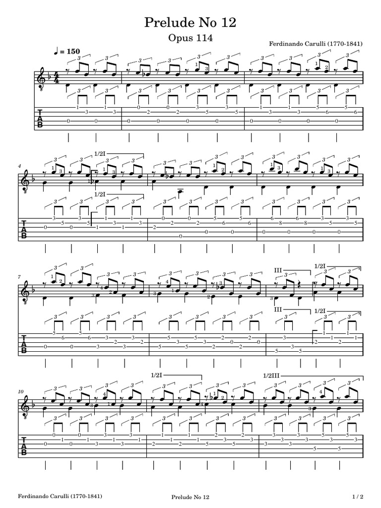 Prelude No 12 Opus 114 Ferdinando Carulli | PDF