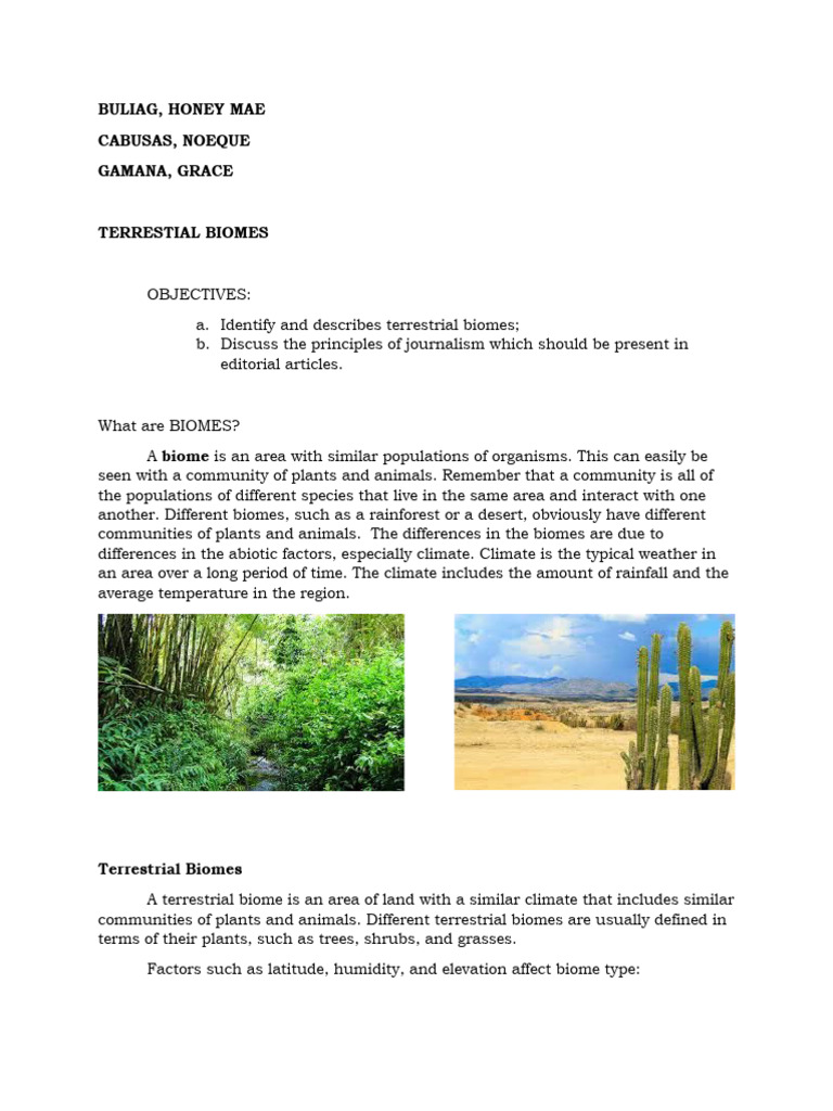 North American Terrestrial Biomes Overview | PDF | Forests | Grassland