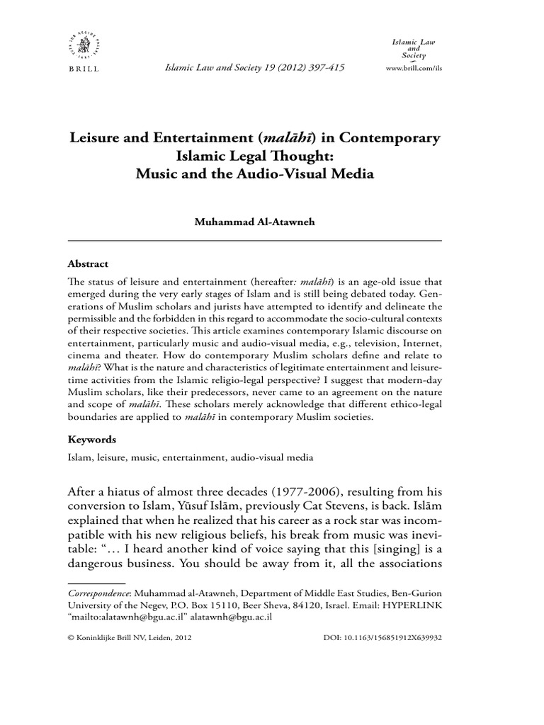 Leisure and Entertainment Malahi in Cont | PDF | Hadith | Sharia