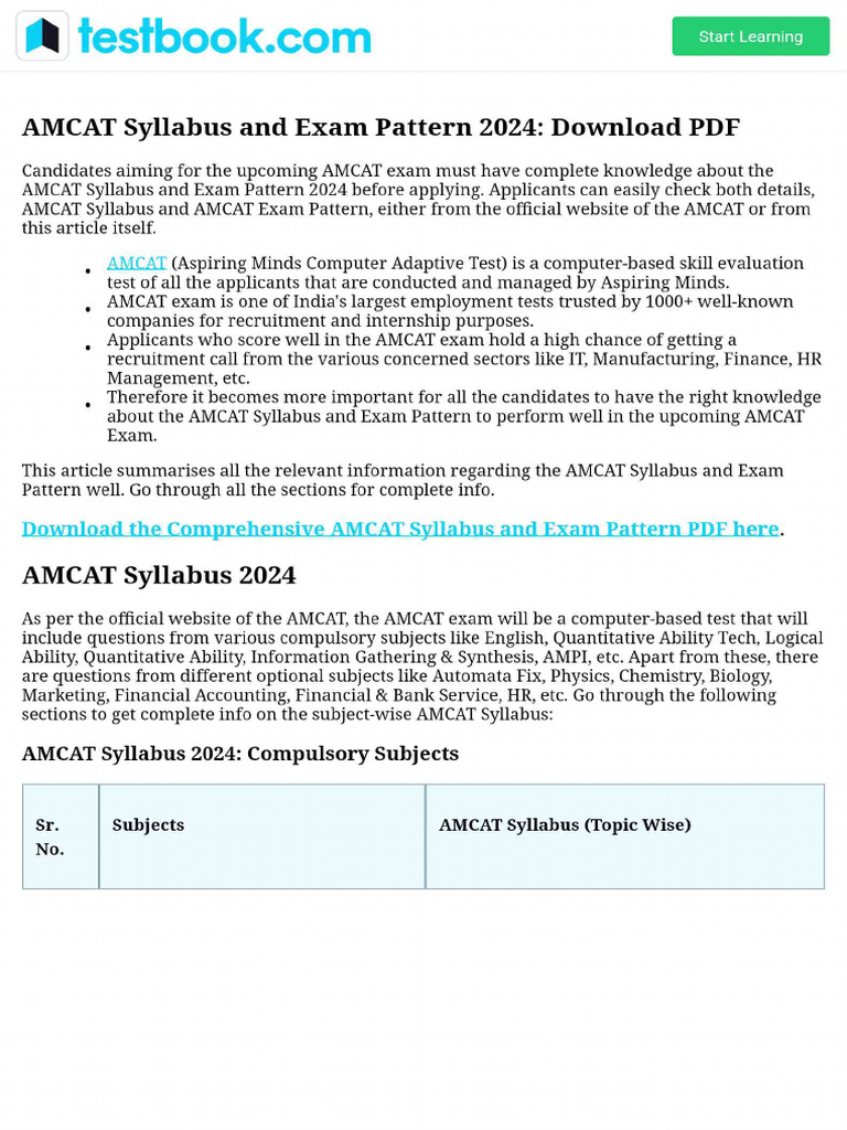 AMCAT Syllabus and Exam Pattern 2024 - Download PDF | PDF