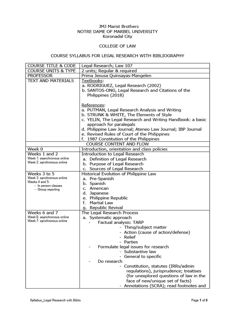 Legal+Res Course+outline | PDF | Justice | Crime & Violence