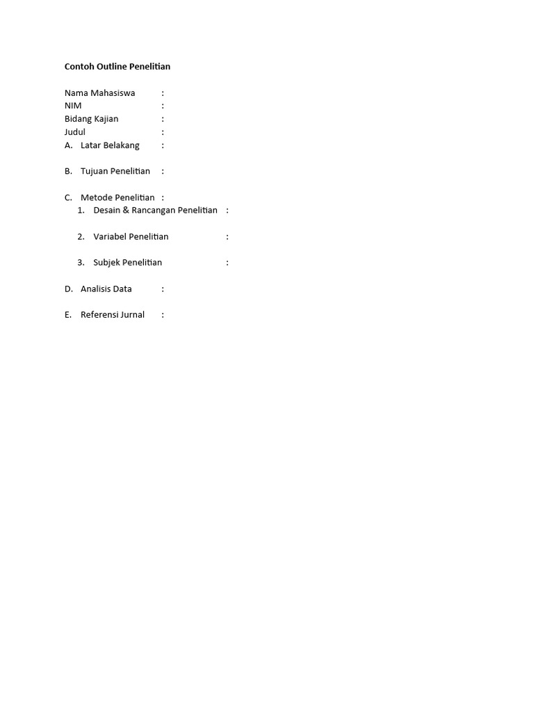 Contoh Outline Penelitian | PDF