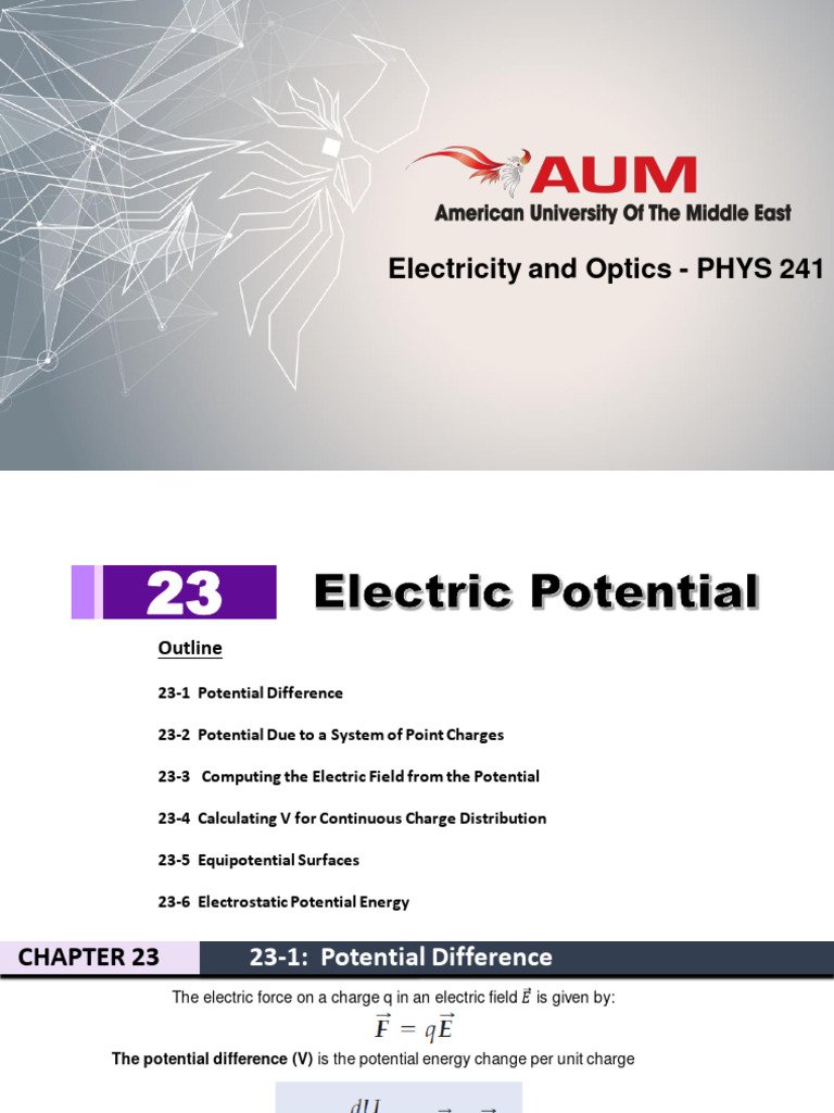 Ch. 23 - Electric-Potential | PDF | Electrostatics | Potential Energy
