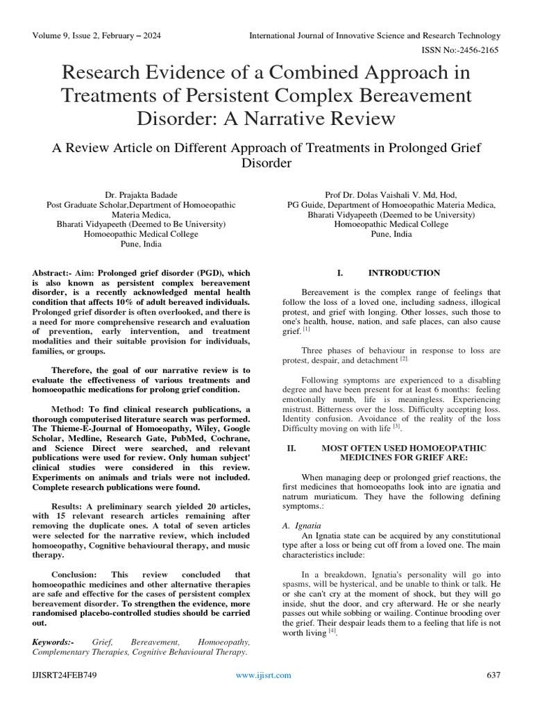 Research Evidence of a Combined Approach in Treatments of Persistent ...