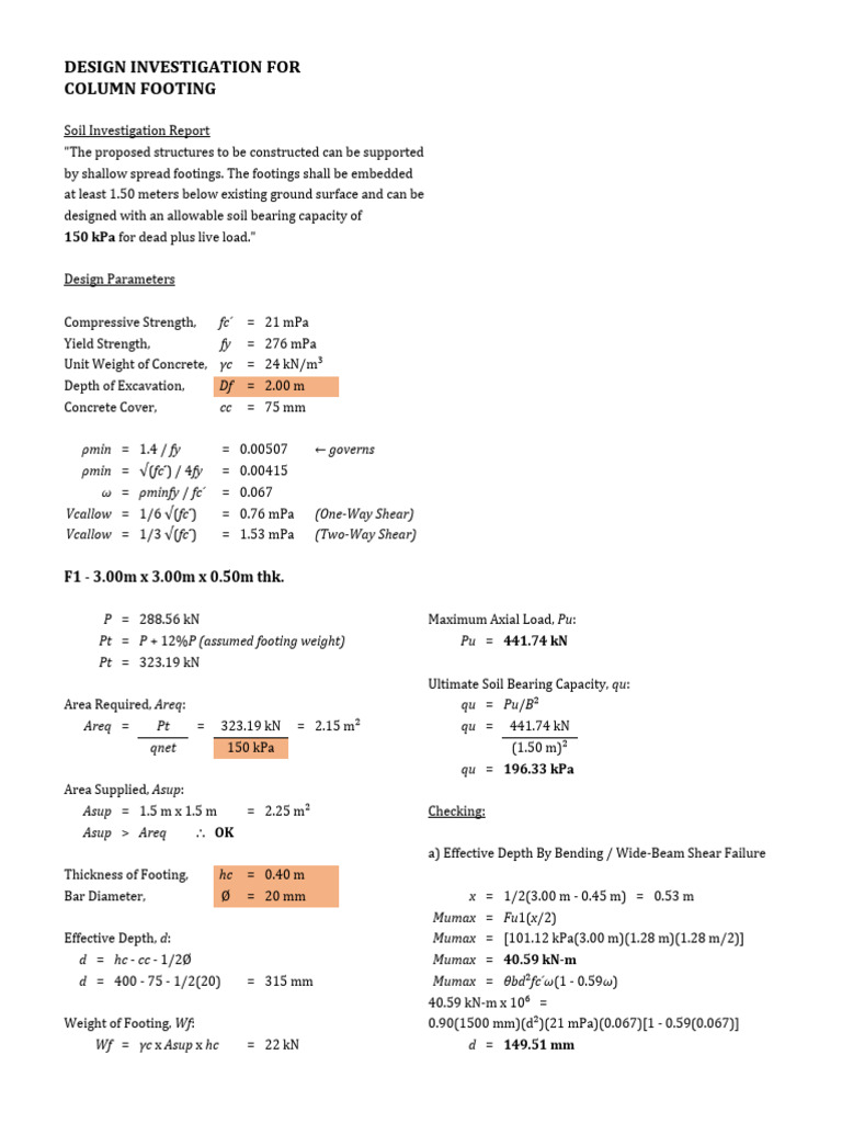 Design of Footing, Column and Base Plate | PDF | Continuum Mechanics | Mechanics