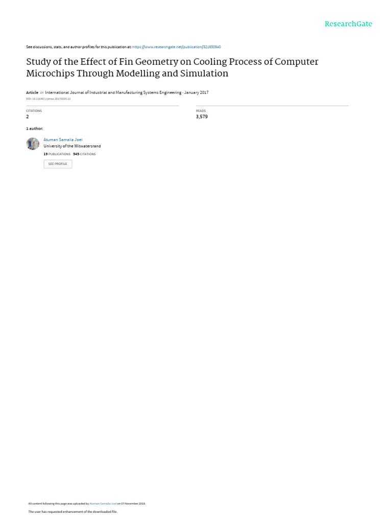 Study of The Effect of Fin Geometry On Cooling Pro | PDF | Heat ...