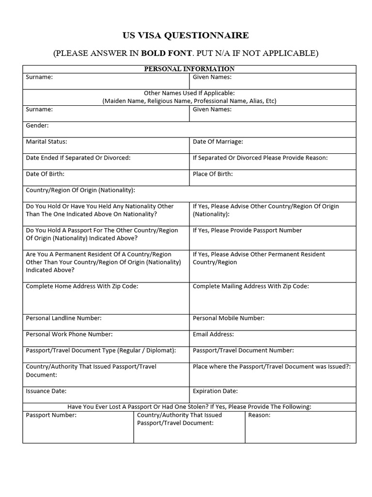 Us Visa Application Form | PDF | Citizenship Of The United States ... Us Visa Application Form | PDF | Citizenship Of The United States ...