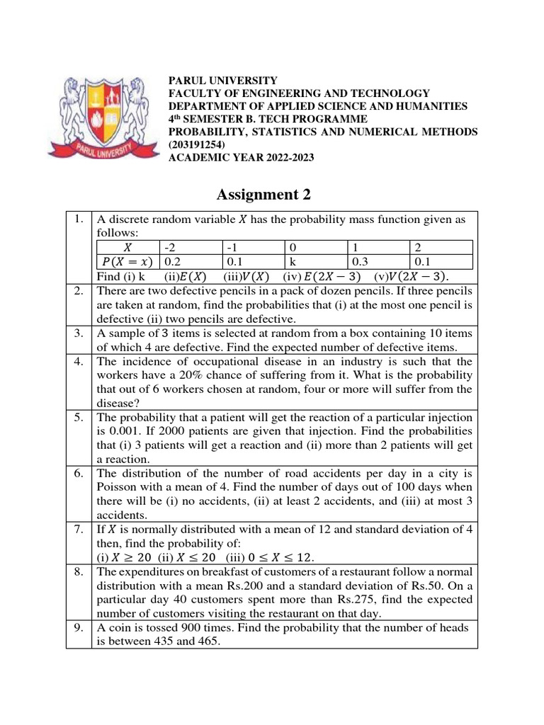 Assignment 2 Psnm Download Free Pdf Probability Distribution