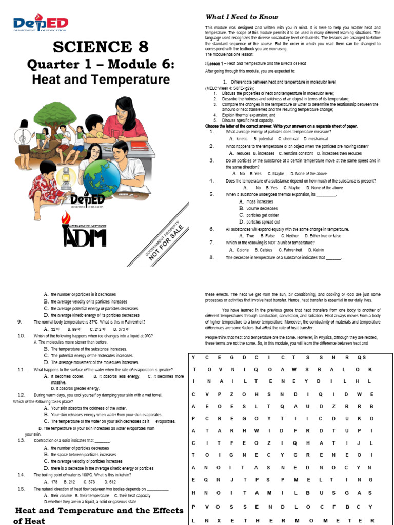 Science 8 Q1 W6 | PDF | Temperature | Heat