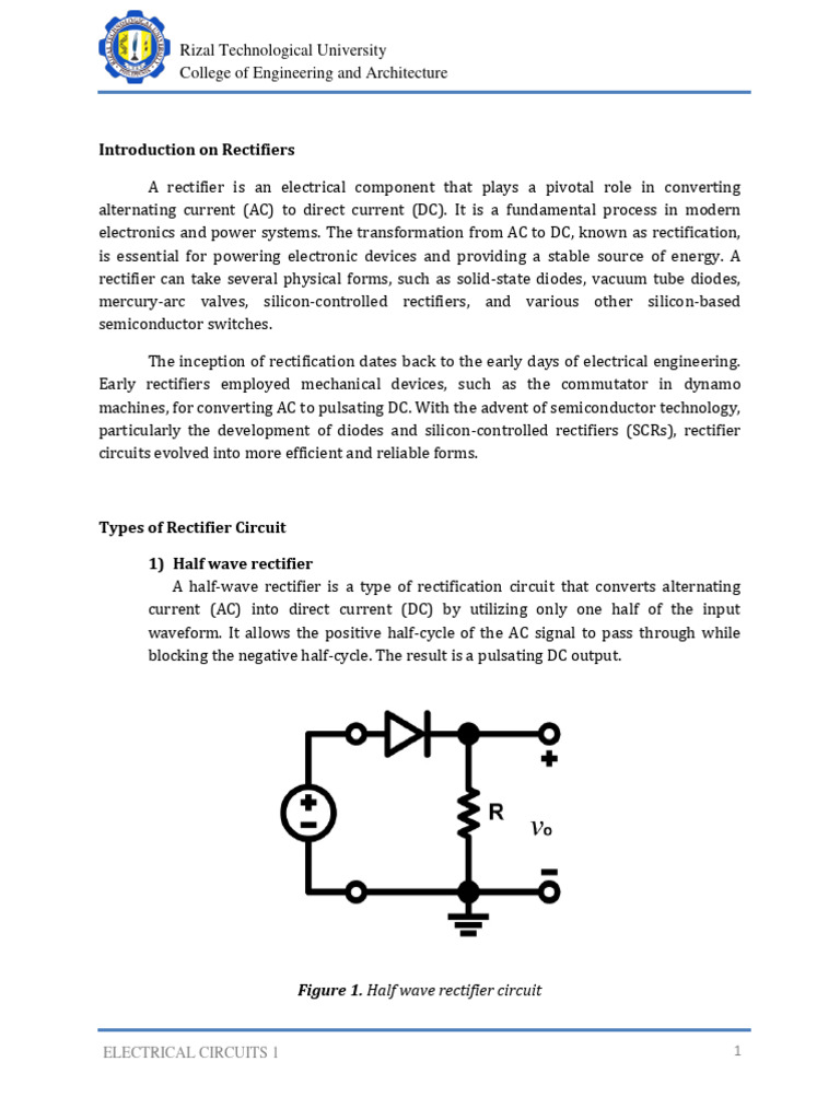 Introduction on Rectifiers | PDF | Rectifier | Direct Current