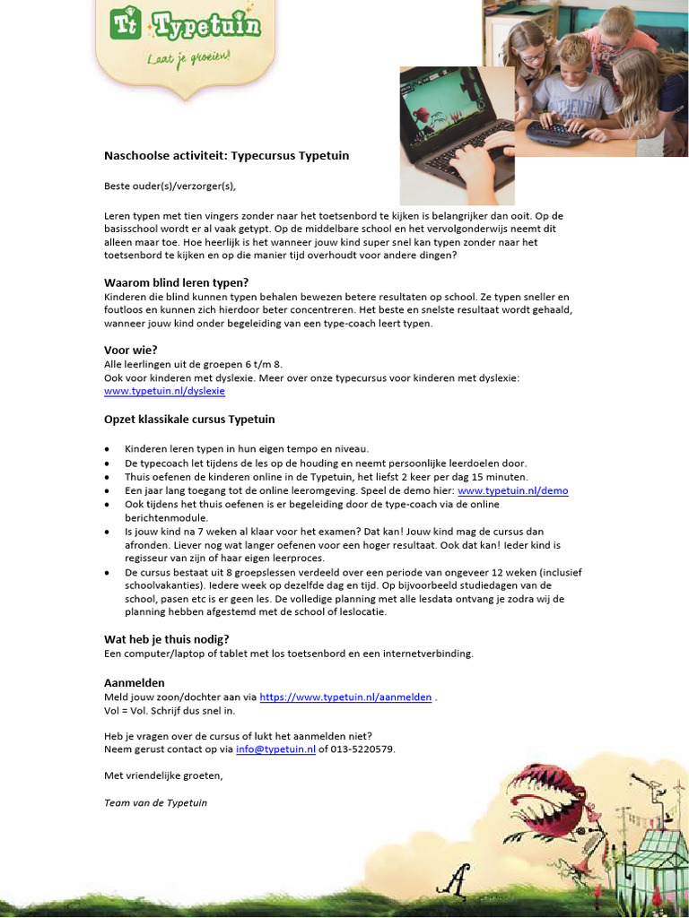 Algemene Infobrief de Typetuin | PDF