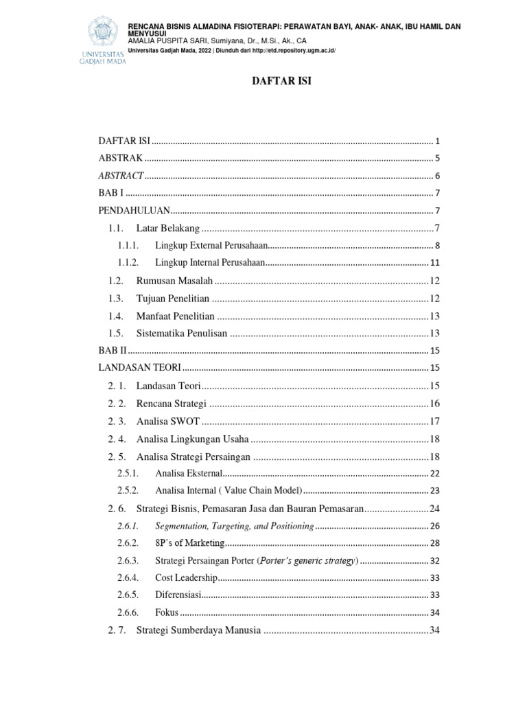 Contoh Table S2-2022-447532-Tableofcontent | PDF