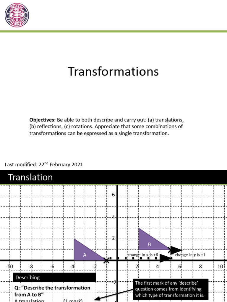 Transformations Math IGCSE | PDF | Geometry