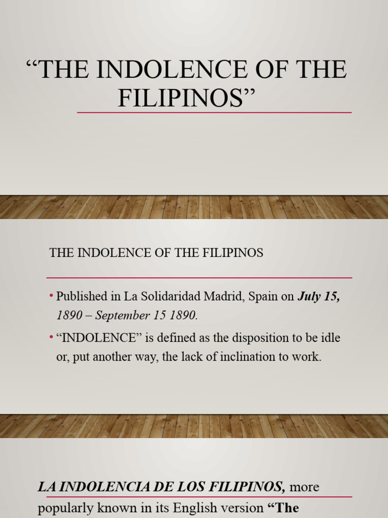THE INDOLENCE OF THE FILIPINOs | PDF | Philippines