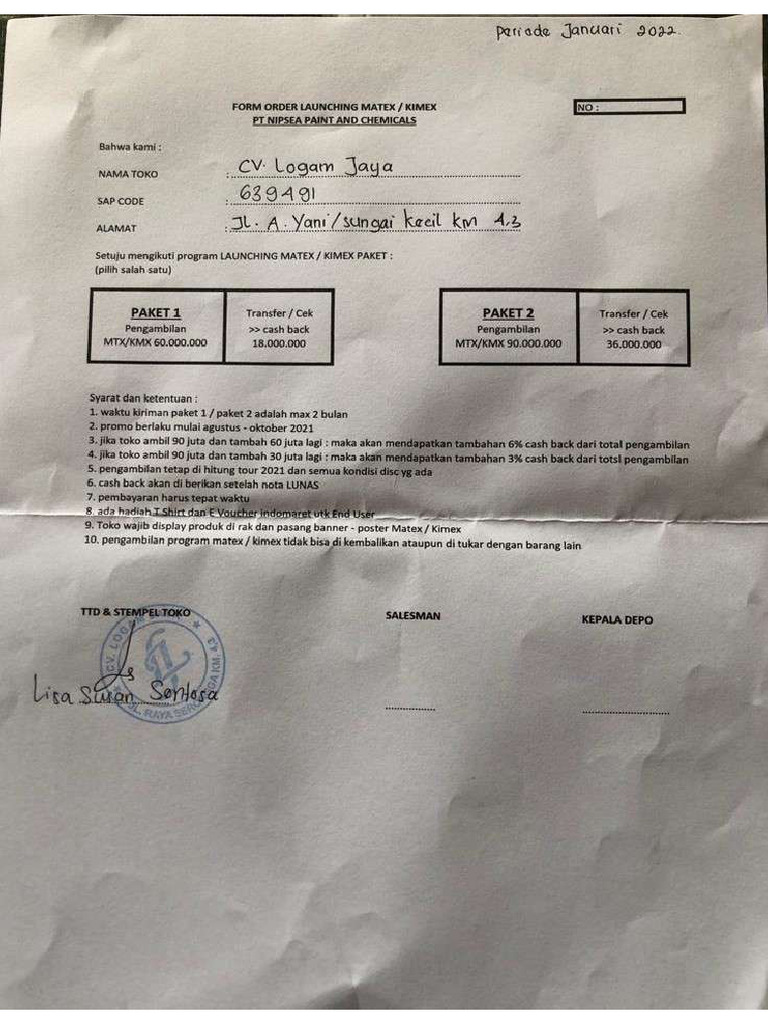 Form Order Launching Matex | PDF