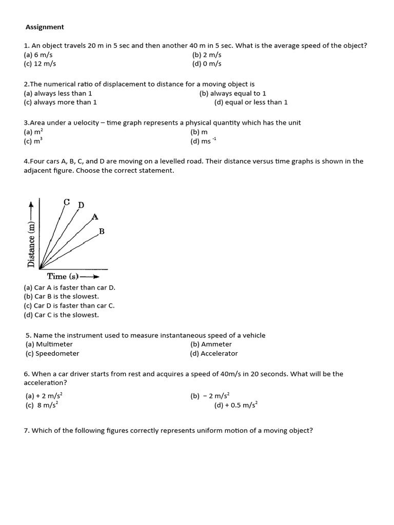 Motion and Forces Class 10 Practice, Physics Worksheet | PDF | Velocity ...