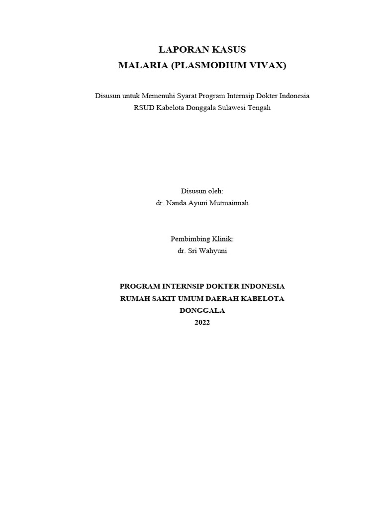 Laporan Kasus Malaria Plasmodium Vivax | PDF
