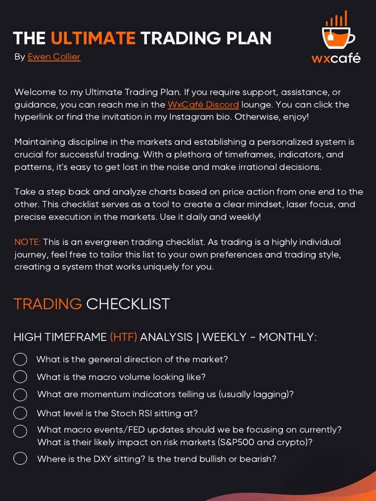 Ultimate Trading Plan Checklist | PDF | Emotions | Risk