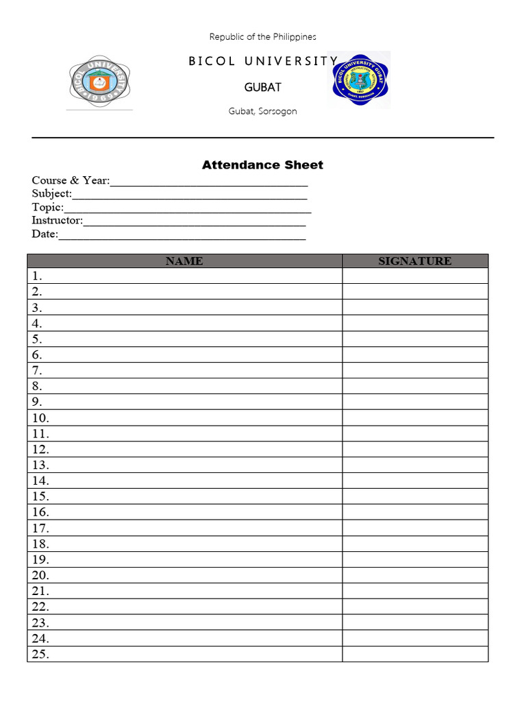 Attendance Sheet | PDF
