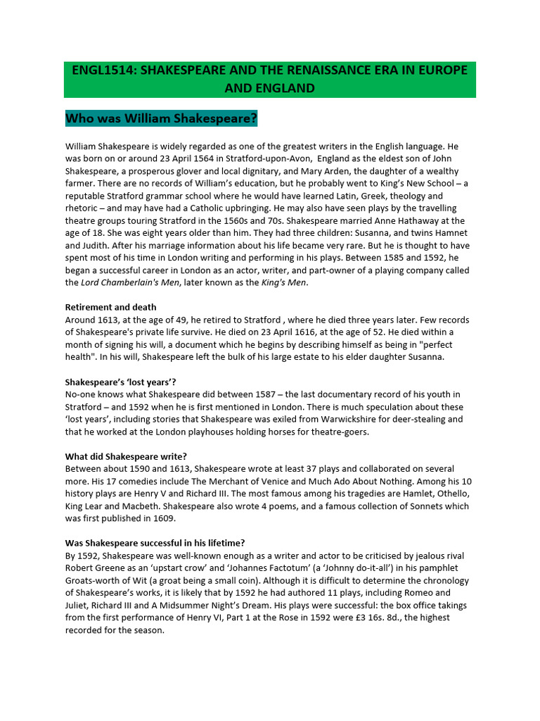 Shakespeare & Renaissance Insights | PDF | William Shakespeare | Iago