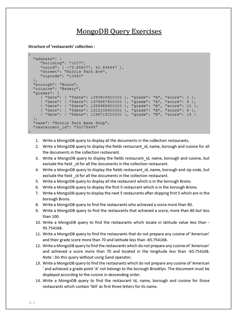 MongoDb Restaurant Tutorial | PDF | Food And Drink | Cooking
