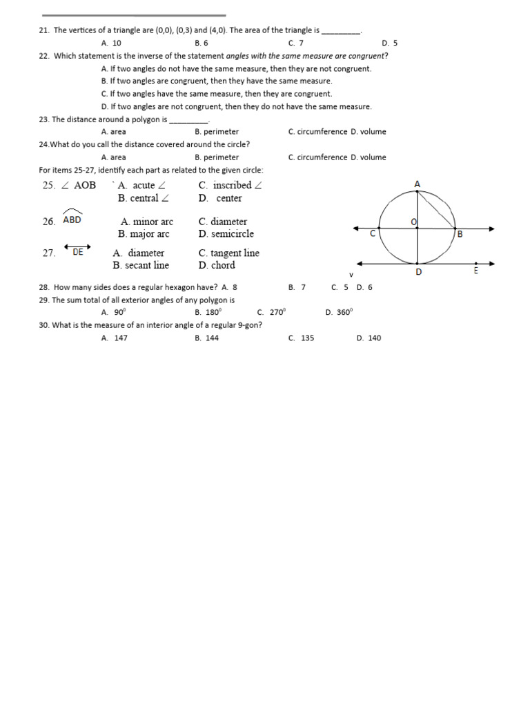 Geometry Assessment | PDF