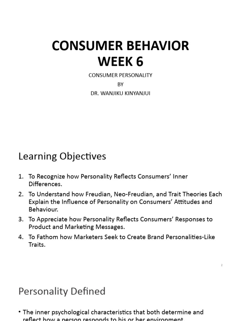 (Consumer Behavior) Week 6 - Consumer Personality | PDF | Id | Behavior