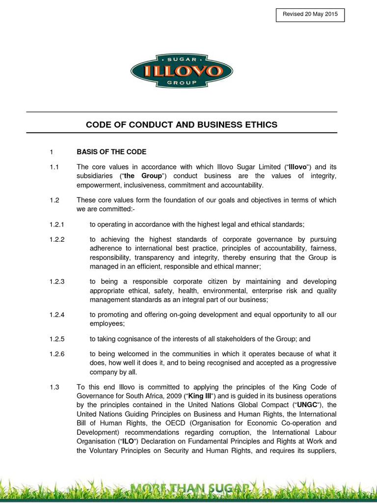 Code of Conduct Bus Ethics (21) 3 June 2015 | PDF | Bribery | Labour Law