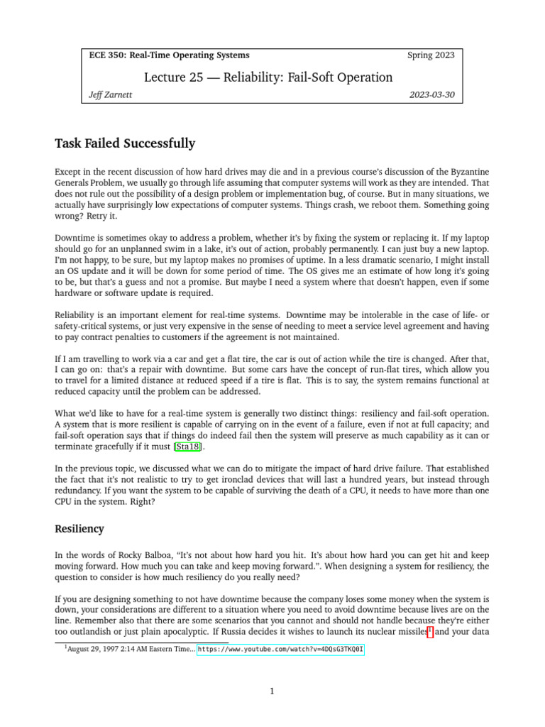 L25 Reliability Fail Soft Operation | PDF | Fault Tolerance | Thread ... L25 Reliability Fail Soft Operation | PDF | Fault Tolerance | Thread ...