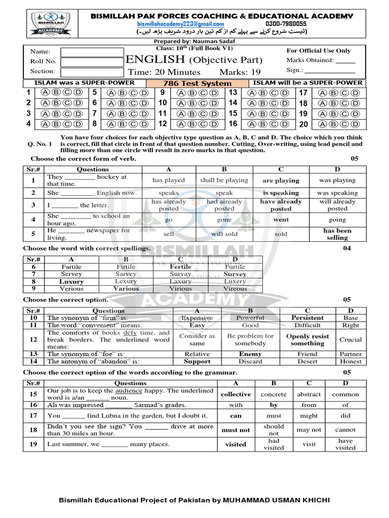 Class 10 English Full Book Test | PDF | Pronoun | Verb