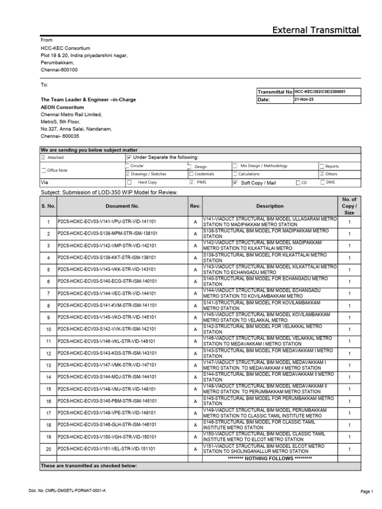 Transmittal 001 | PDF