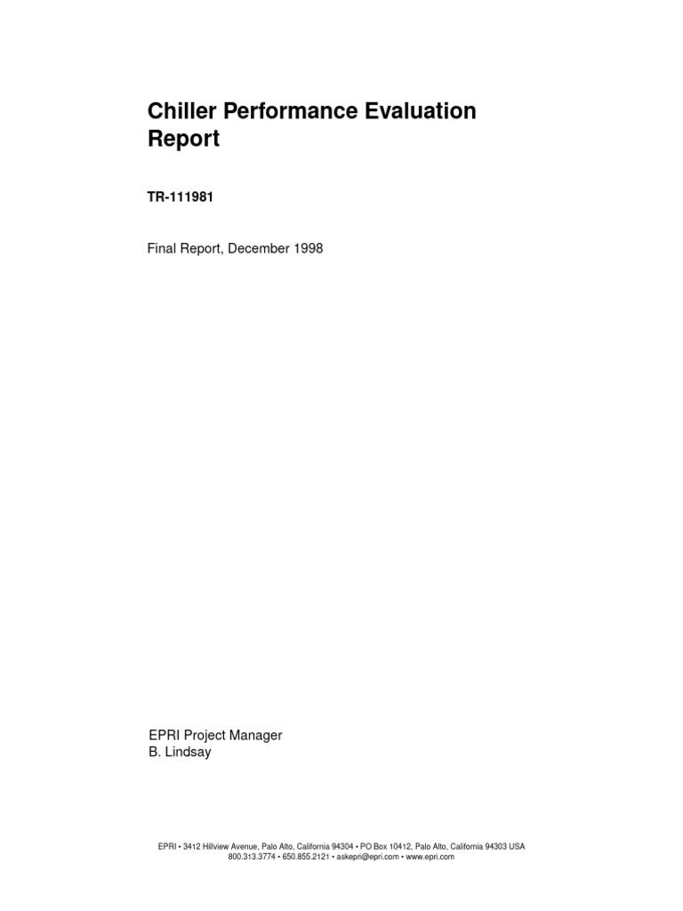TR - 111981 - Chiller Performance Evaluation Report | PDF | Air ...