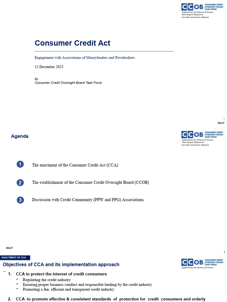 Consumer Credit Act Overview and CCOB Role | PDF | Credit | Finance ...