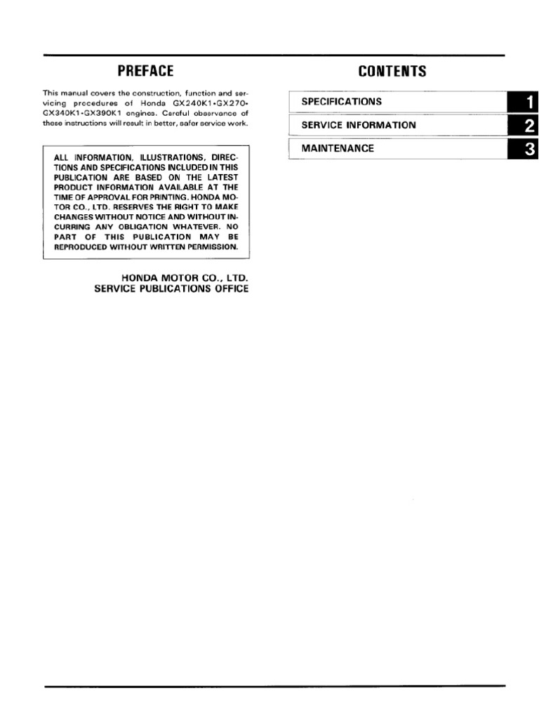 Honda CX340 Mantainance | PDF