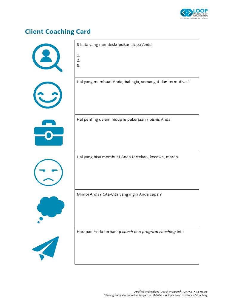 Client Coaching Card | PDF | Karier & Perkembangan