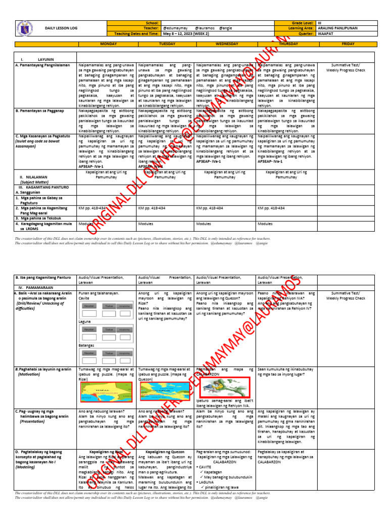 DLL - AP3 - Q4 - W2 - Naipaliliwanag Ang Kaugnayan NG Kapaligiran Sa Uri NG Pamumuhay @EDUMAYMAY ...