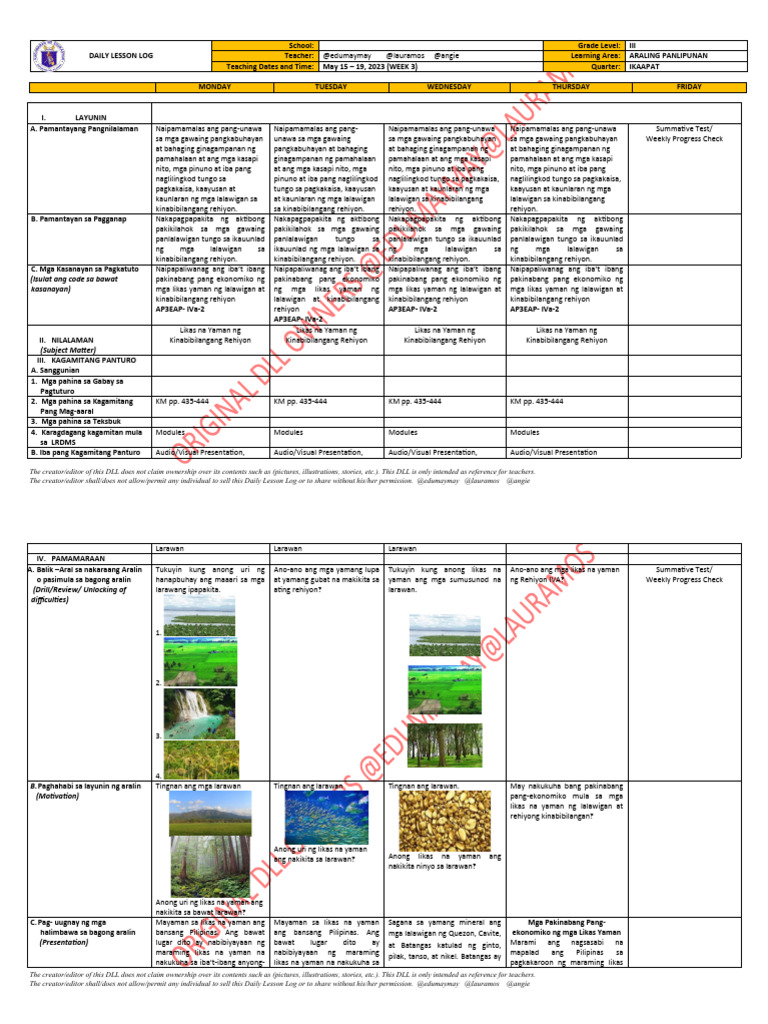 DLL - AP3 - Q4 - W3 - Naipapaliwanag Ang Iba't Ibang Pakinabang Pang Ekonomiko @EDUMAYMAY ...