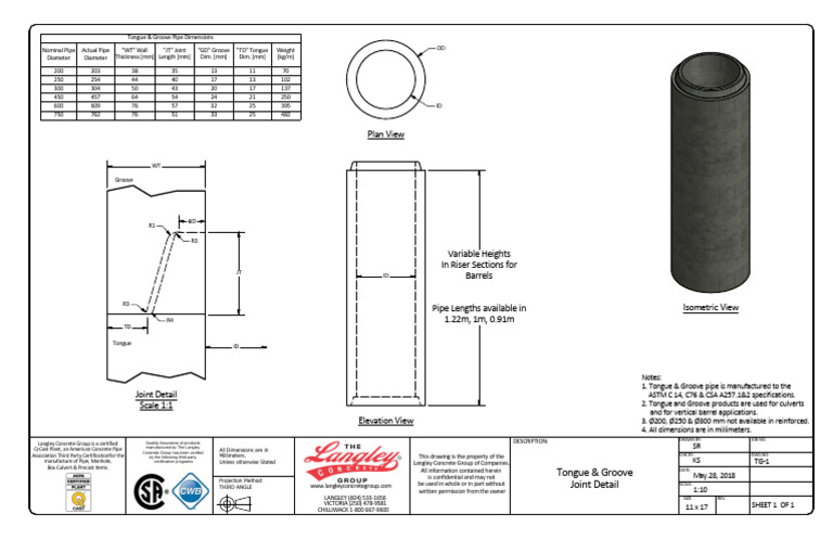 Tongue and Groove Pipe Dimensions | PDF | Pipe (Fluid Conveyance ...
