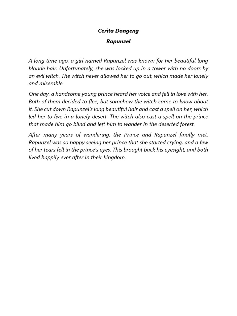 Cerita Pendek | PDF | Rapunzel | The Ugly Duckling