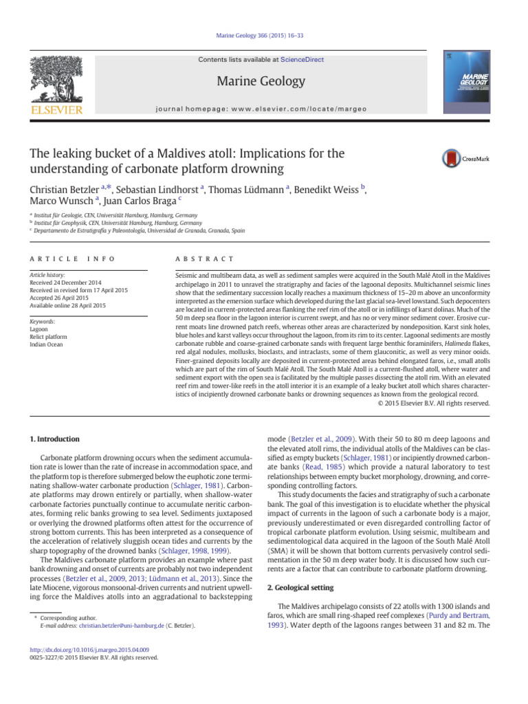 The Leaking Bucket of A Maldives Atoll: Implications For The ...