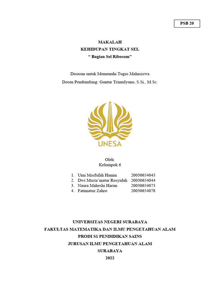 Nim - Nama - PSB 20 - Ribosom - KTS | PDF