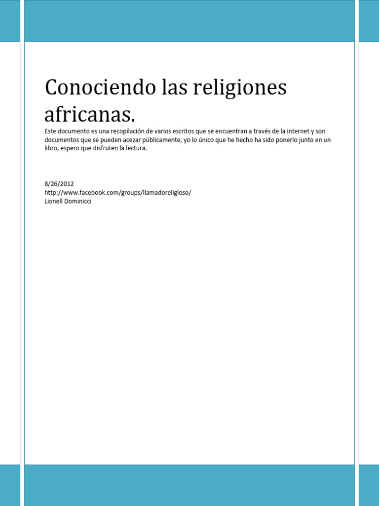 Conociendo Las Religiones Africanas | PDF | Rituales | Cuba