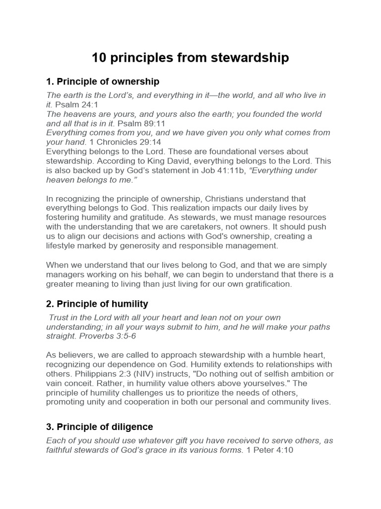 Biblical Principles of Stewardship | PDF | Religious Belief And Doctrine