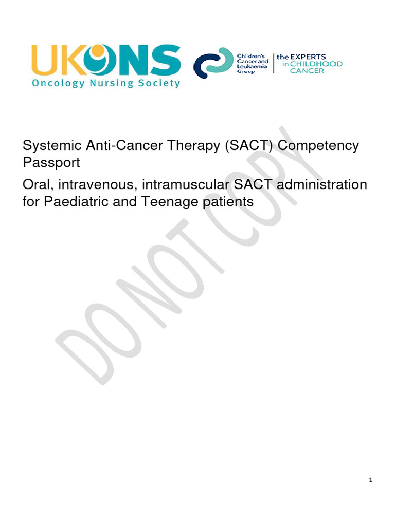SACT Competency Passport for Nurses | PDF | Cell (Biology) | Cancer